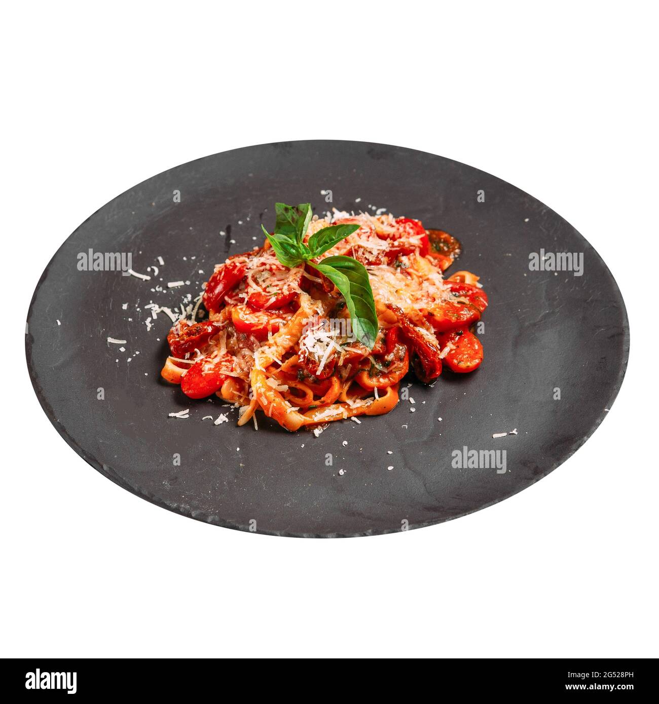 Spaghetti dish side view Cut Out Stock Images & Pictures - Alamy