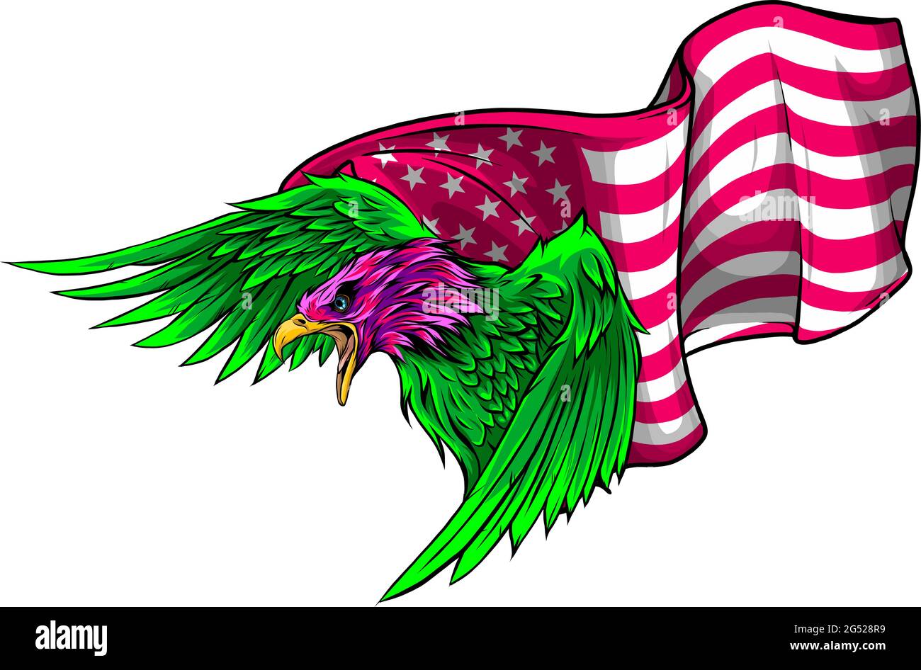 Bald eagle one color illustration Stock Vector Images - Alamy