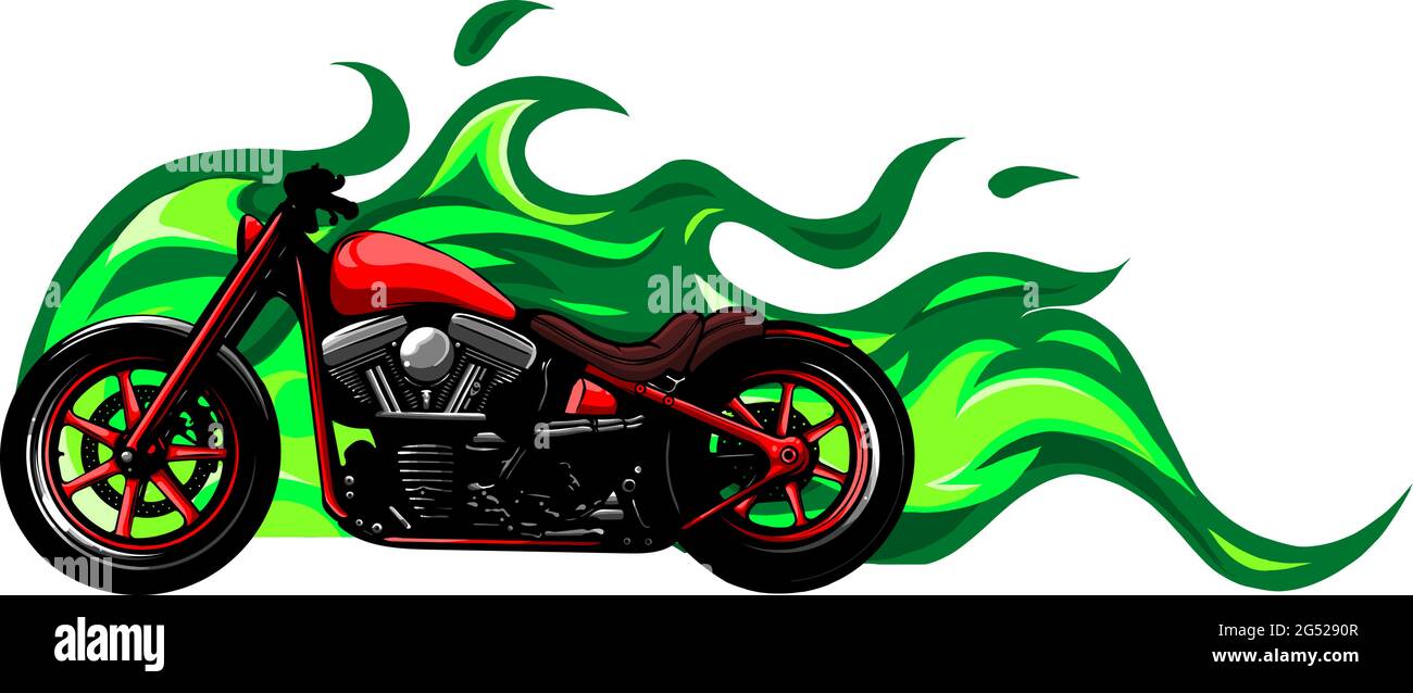 Cartoon Motorcycles With Flames
