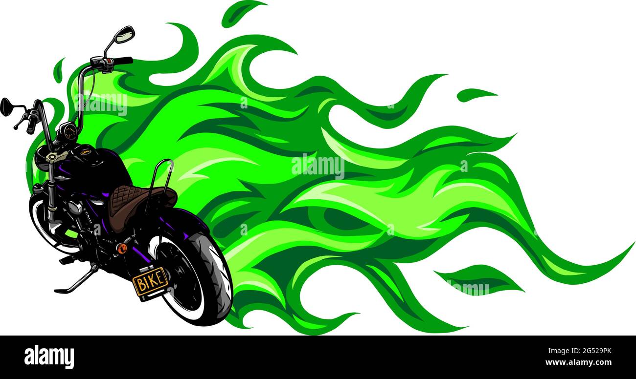 custom motorcycle with flames vector illustration design Stock Vector ...