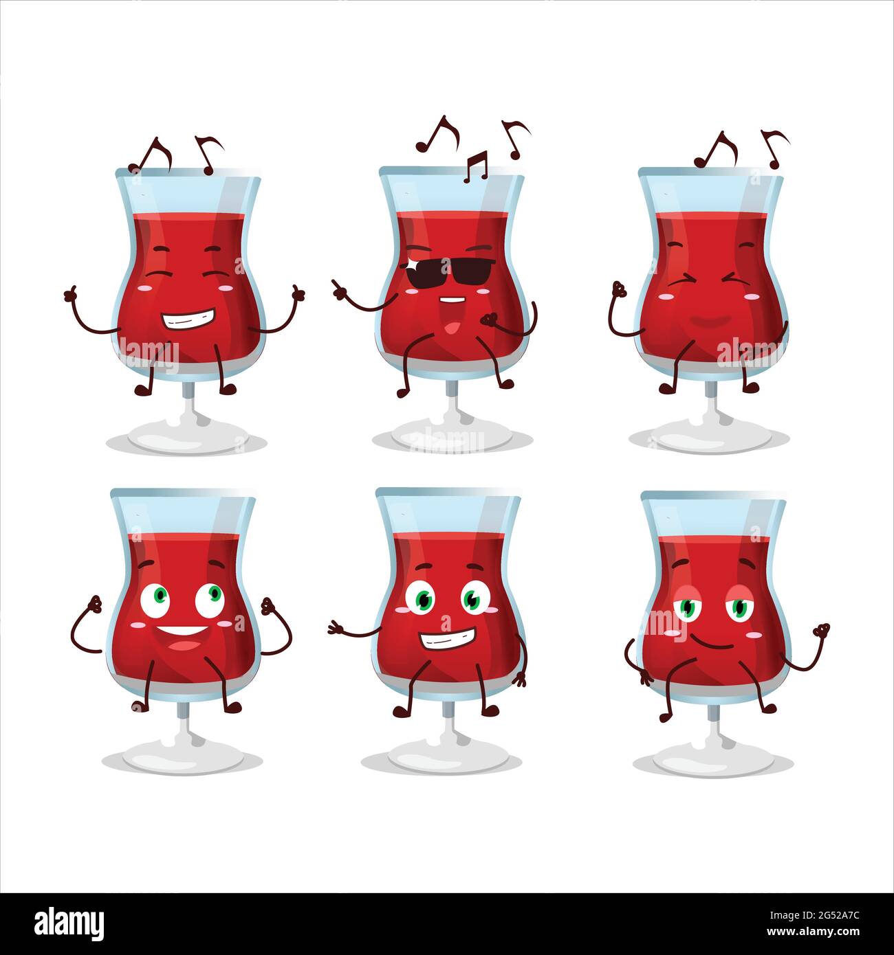 An image of red wine dancer cartoon character enjoying the music ...