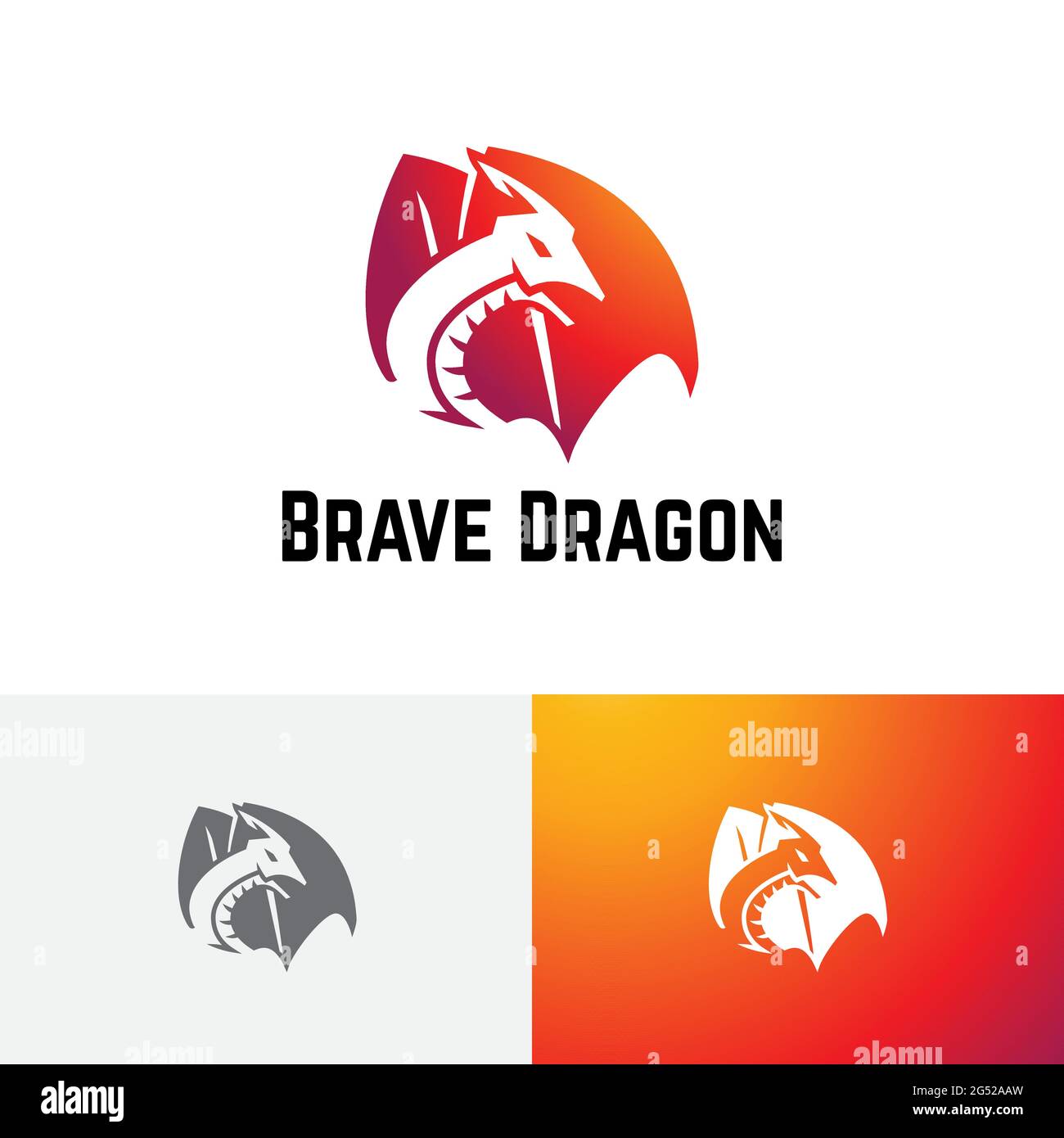 Brave Strong Dragon Wings Fly Technology Game Logo Stock Vector Image ...
