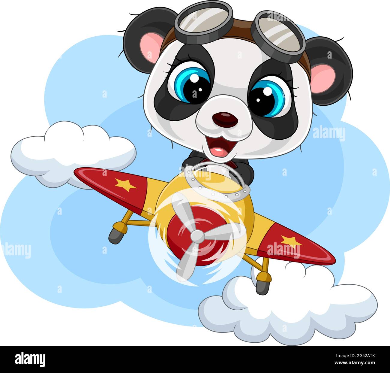 Cartoon little panda operating a plane Stock Vector Image & Art - Alamy