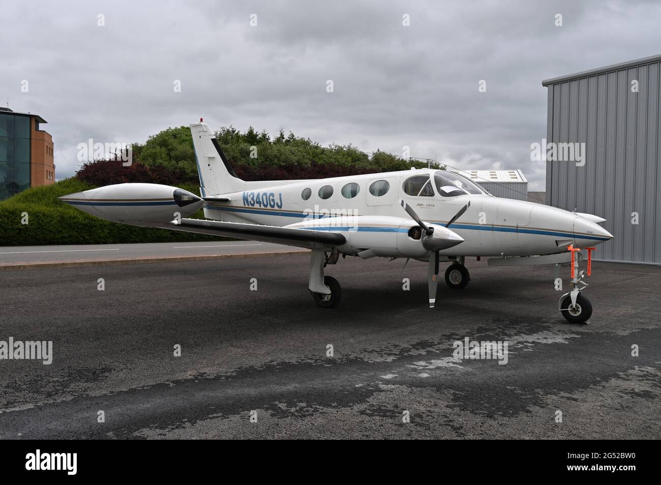 Cessna 340A, Turweston Airfield, Buckinghamshire, England Stock Photo ...