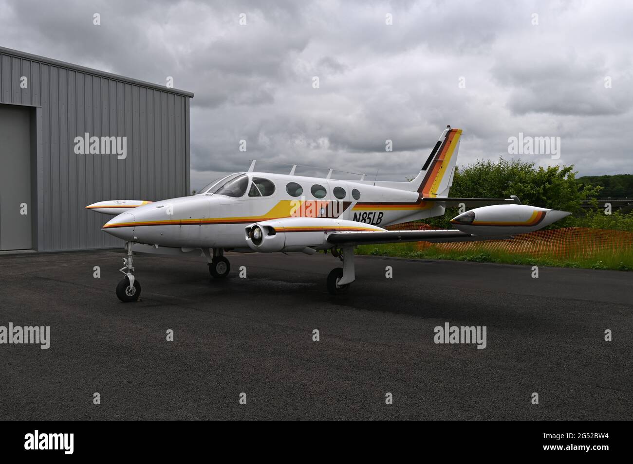 Cessna 340A, Turweston Airfield, Buckinghamshire, England Stock Photo ...