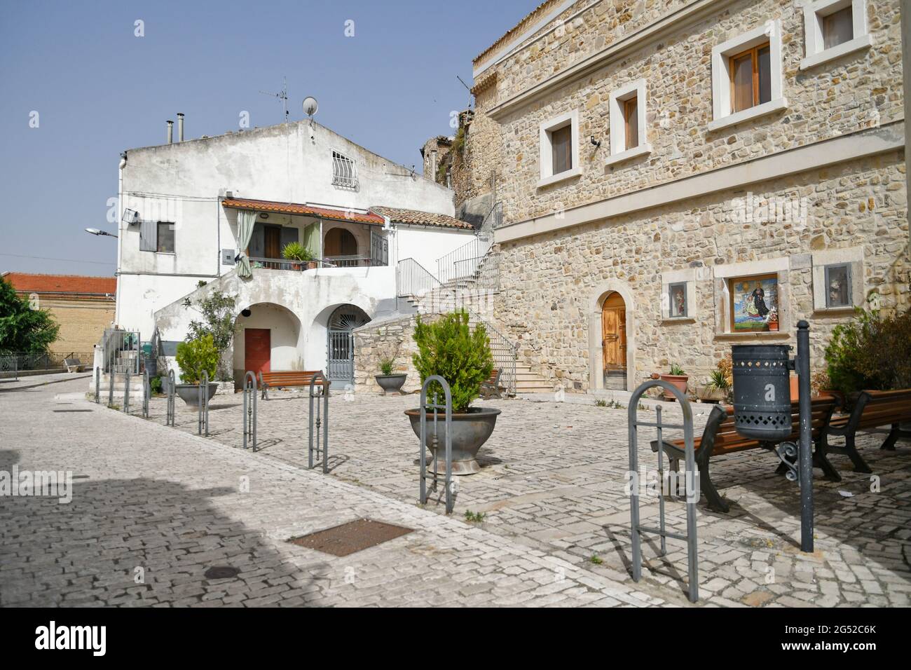 Candela, Italy, June 23, 2021. A small street between the old houses of ...