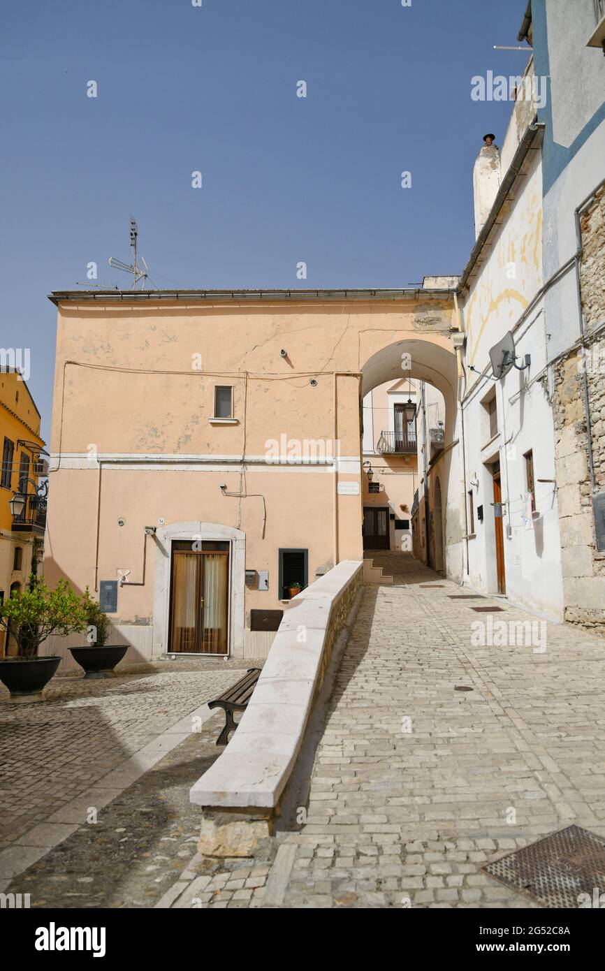 Candela, Italy, June 23, 2021. A small street between the old houses of ...