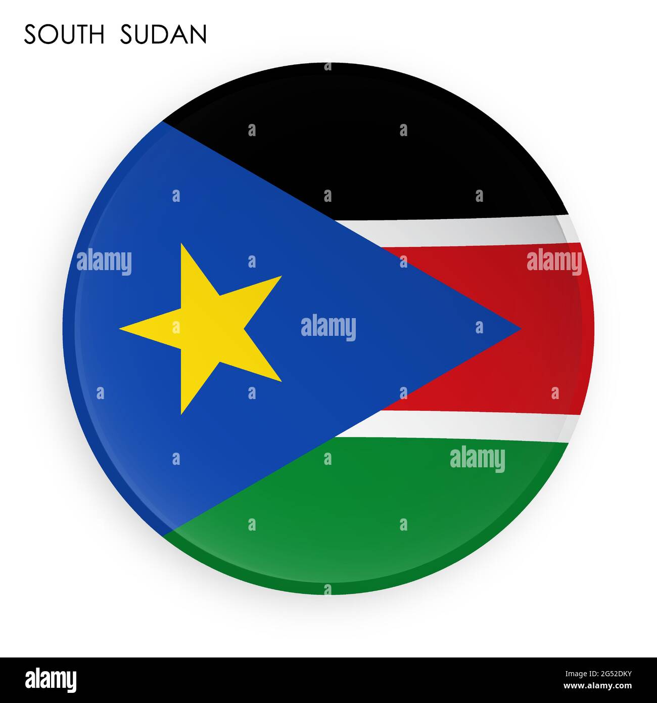 South Sudan flag icon in modern neomorphism style. Button for mobile ...
