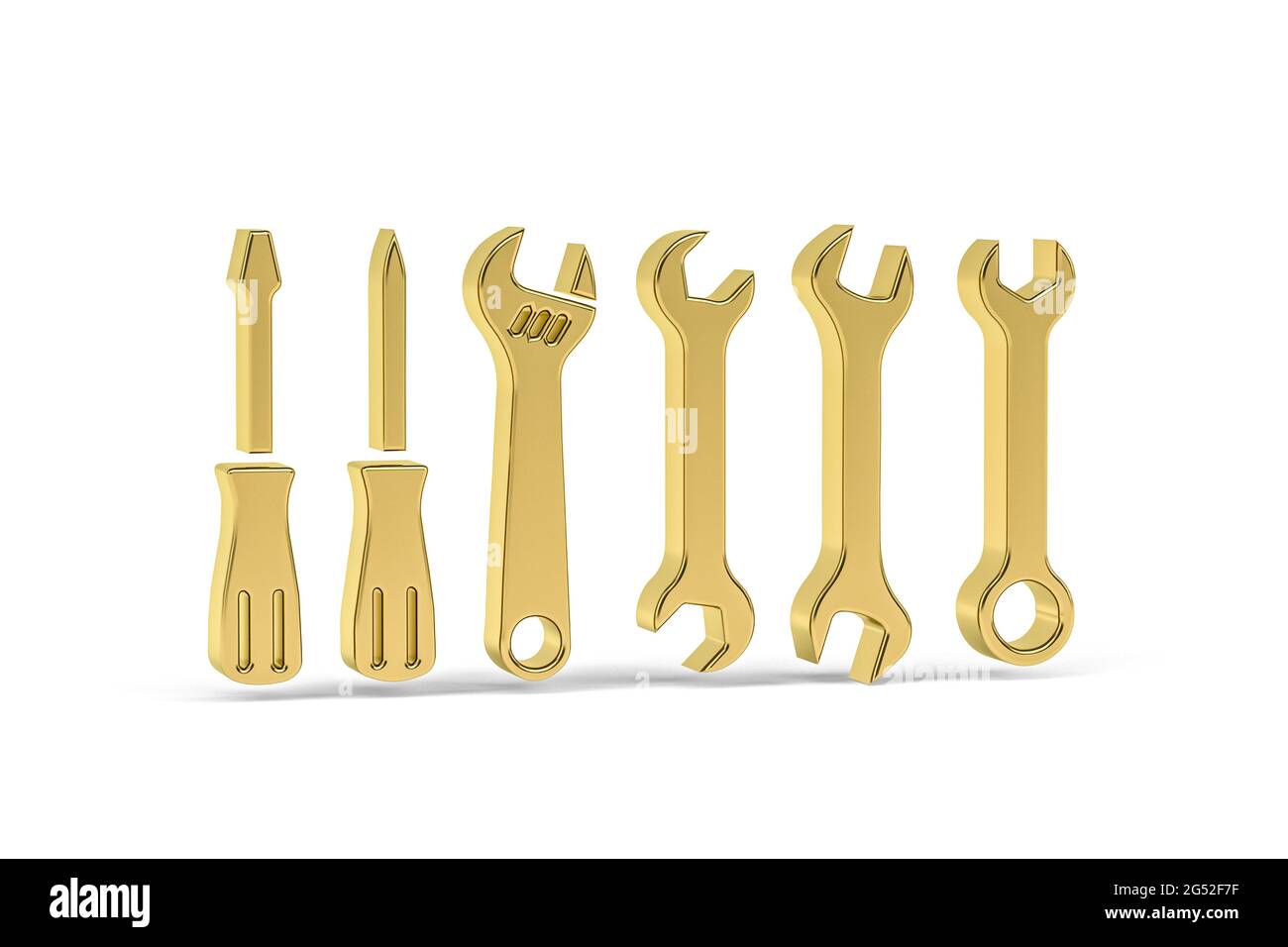 Golden 3d tools icon isolated on white background - 3D render Stock ...