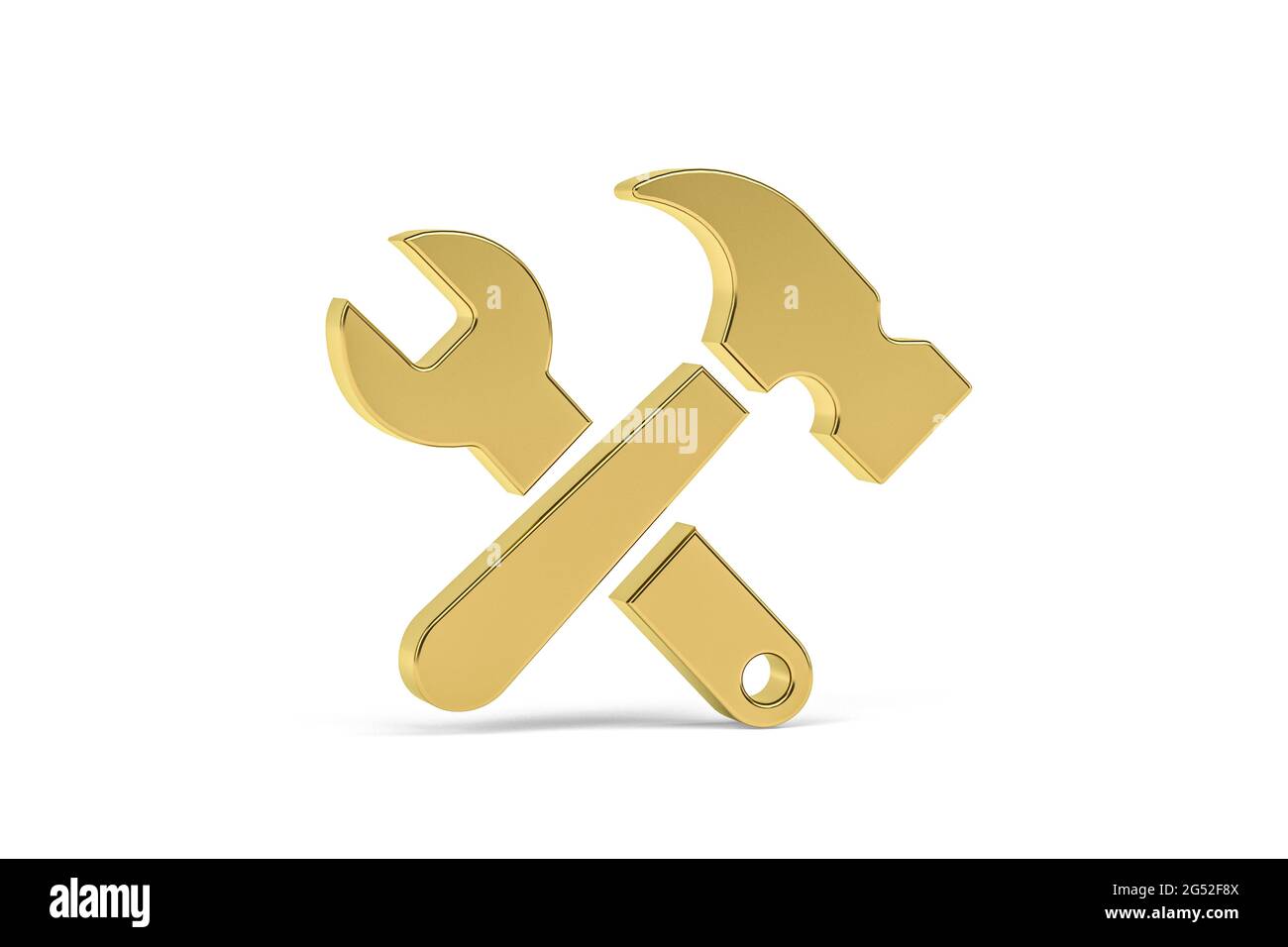 Golden 3d tools icon isolated on white background - 3D render Stock ...