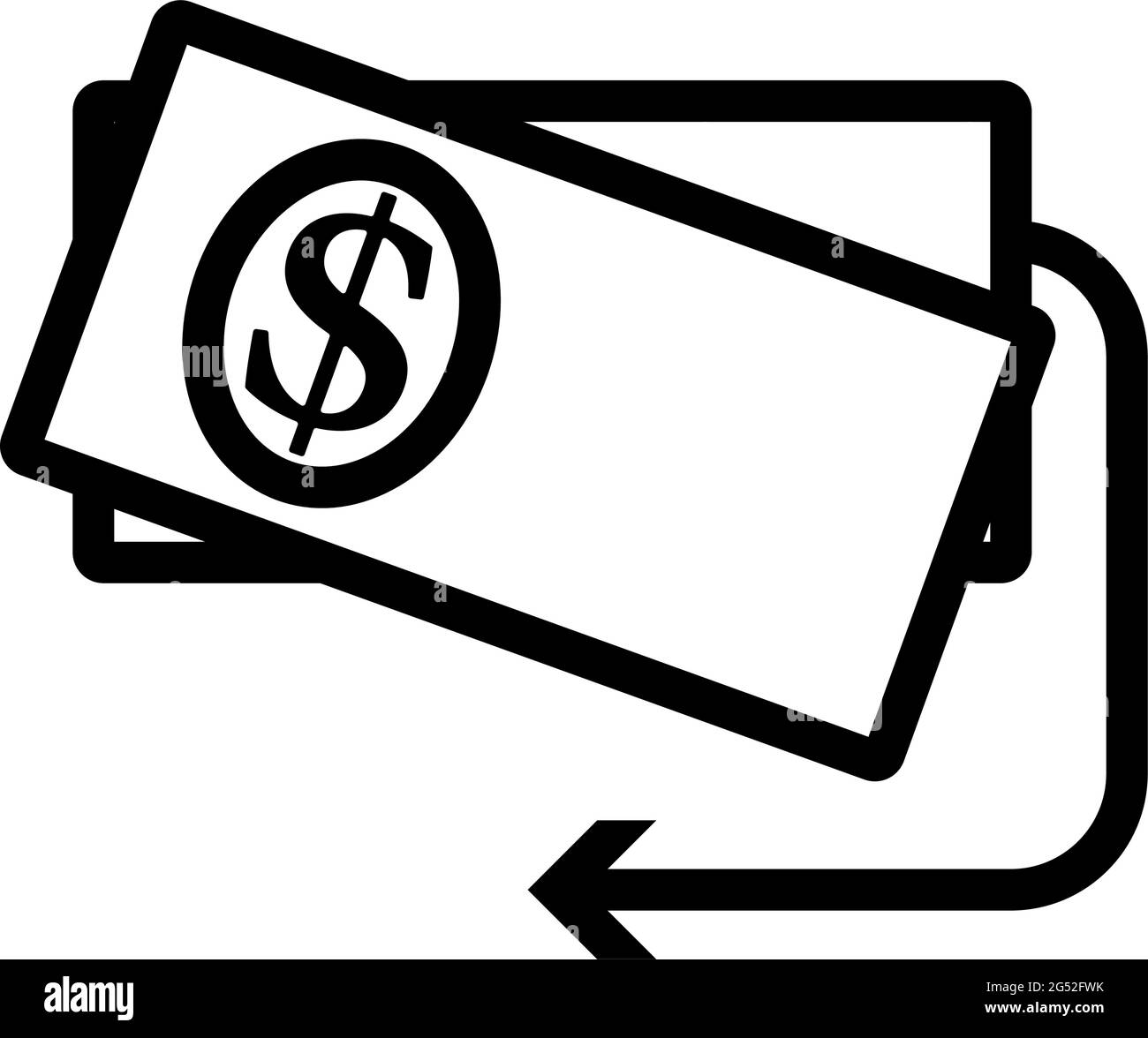 Cash Back Dollar Banknotes Icon. Bold outline design with editable ...