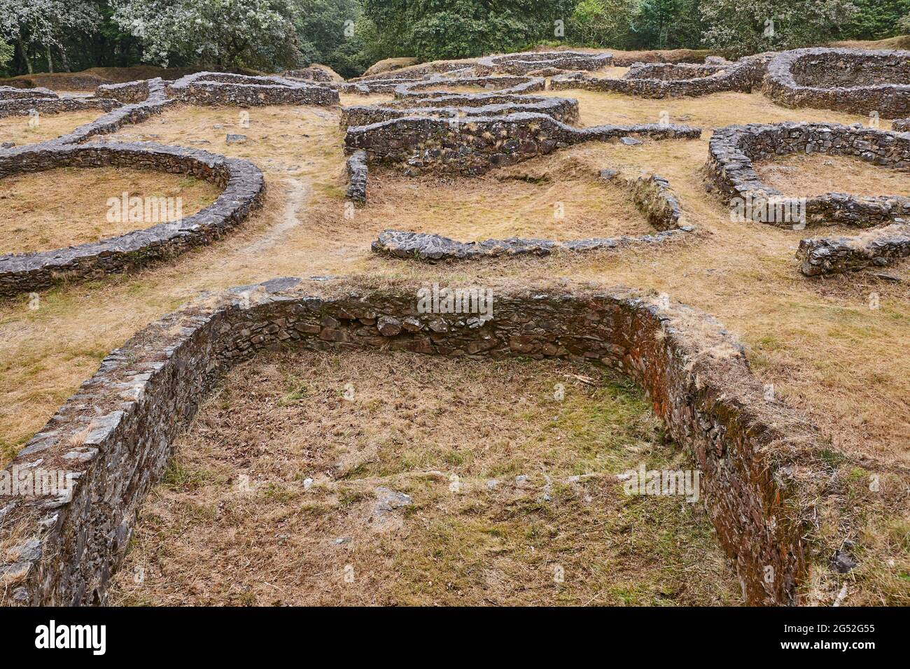 Antique archaeological castrum stone fort village of Borneiro, Coruna ...