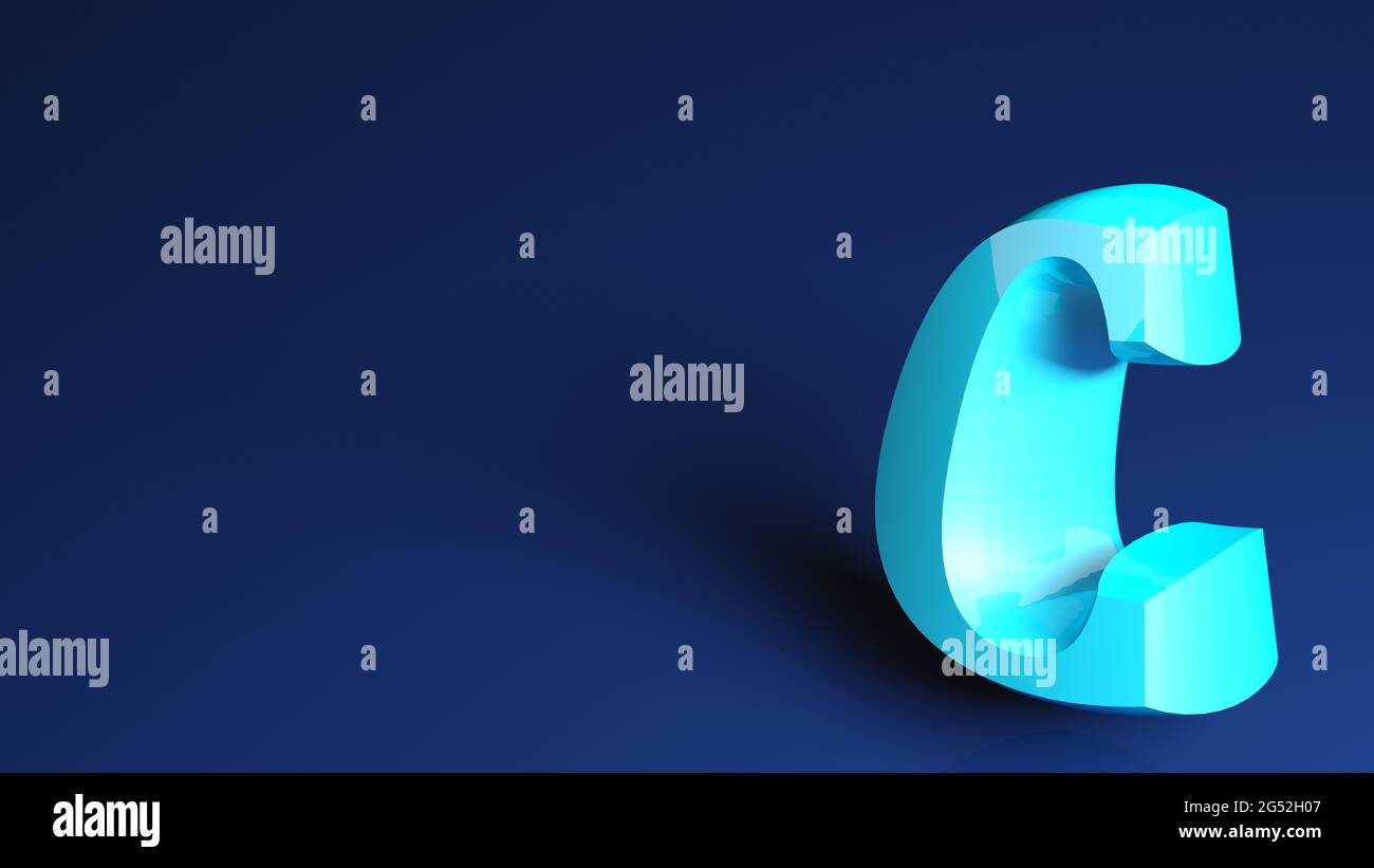 Blue background with C letter - 3D rendering illustration Stock Photo ...