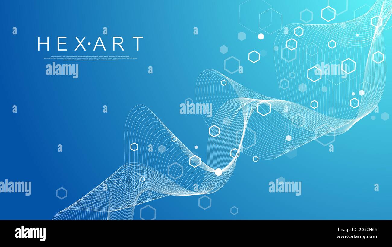 Technology abstract lines and dots connect background with hexagons ...