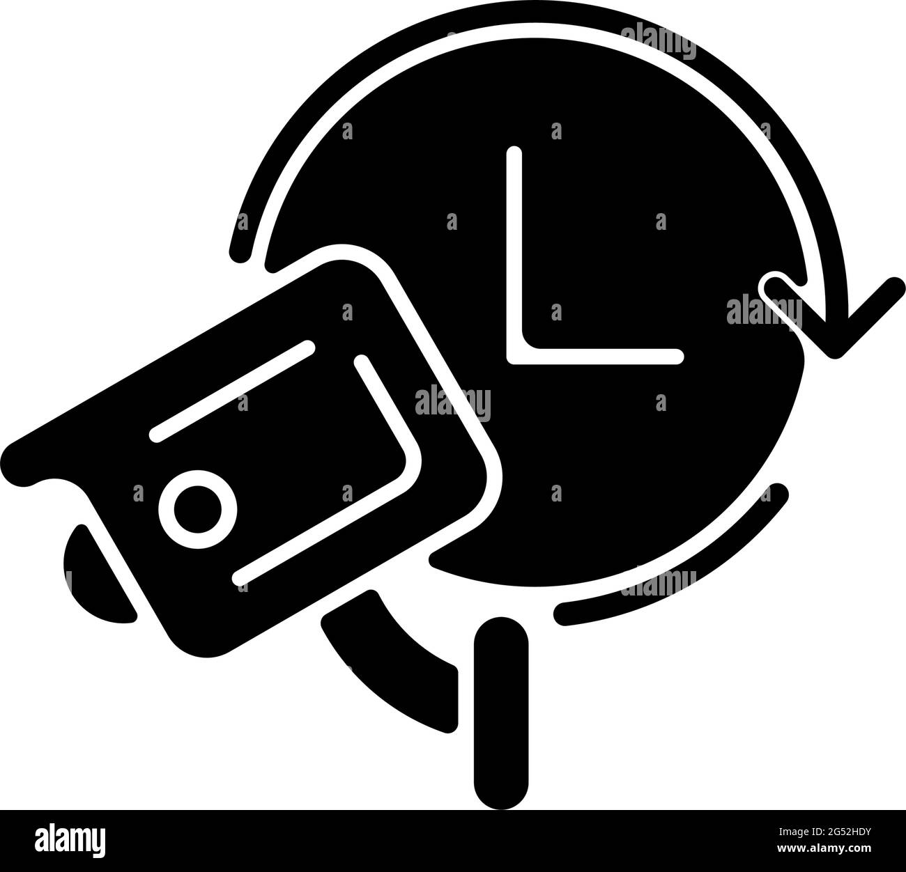 24 7 protection with security video system black glyph icon Stock ...