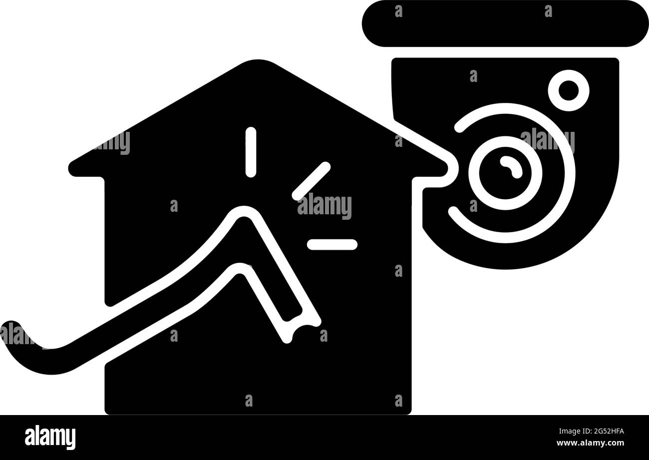 Avoiding house intrusion with CCTV system black glyph icon Stock Vector ...