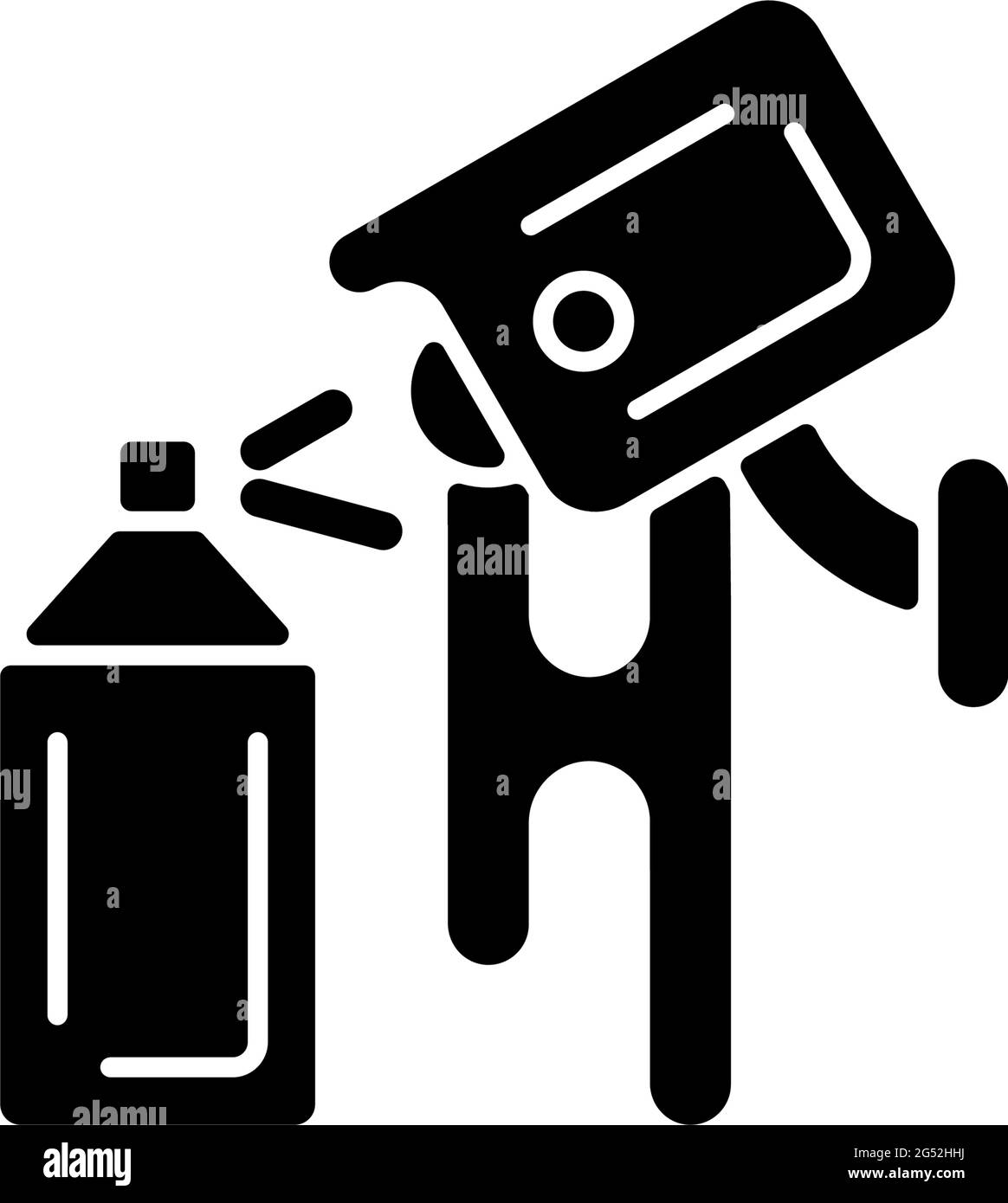 Avoiding graffiti damage with security camera black glyph icon Stock ...