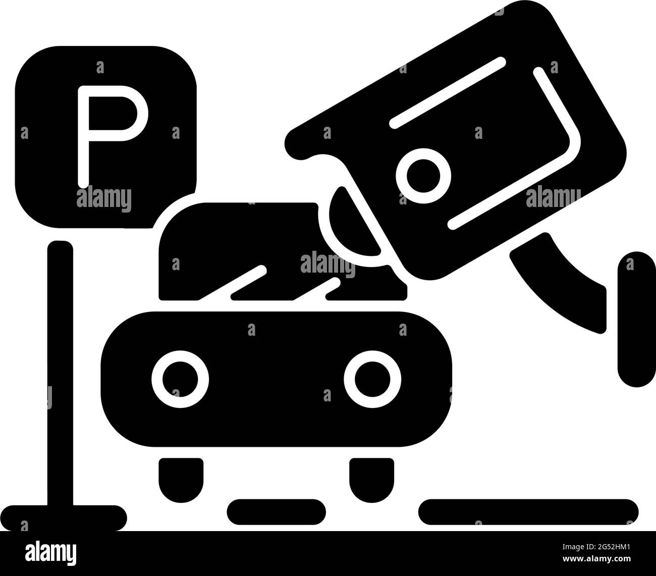 Hijacking prevention with security camera footage black glyph icon ...