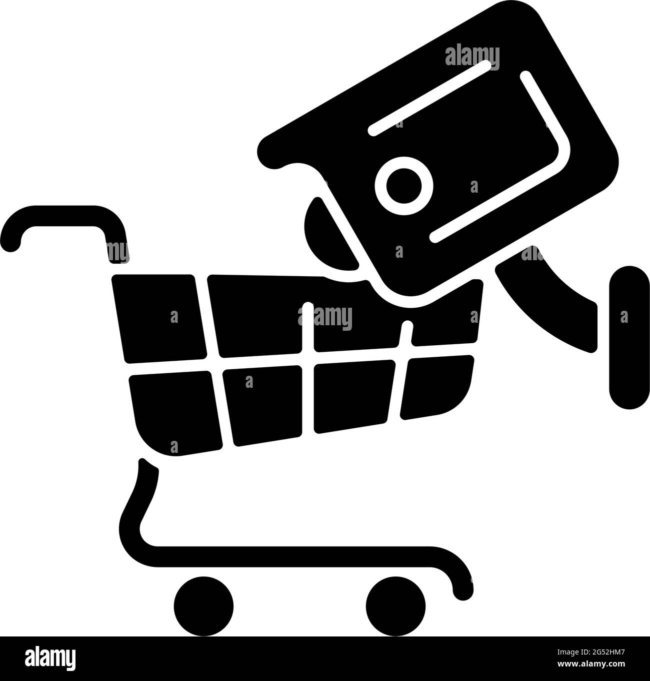 Tracking customers with surveillance camera black glyph icon Stock ...