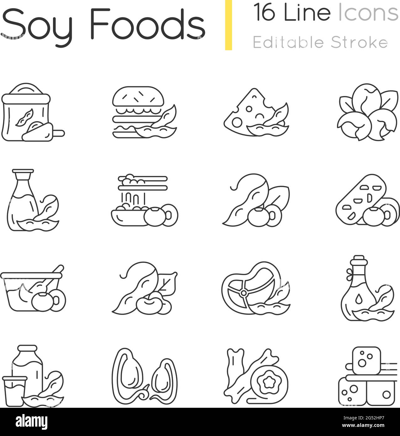 Soy foods linear icons set Stock Vector Image & Art - Alamy