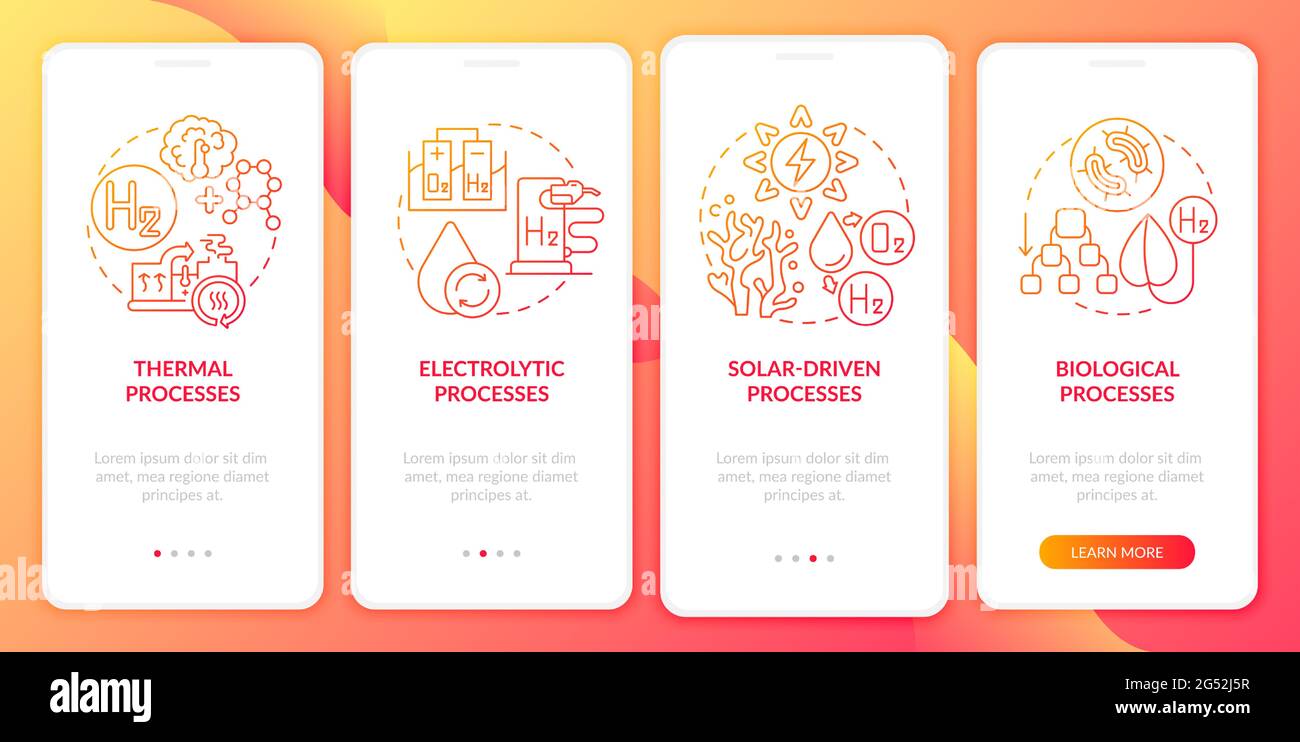 Generating Hydrogen Gas Onboarding Mobile App Page Screen Stock Vector