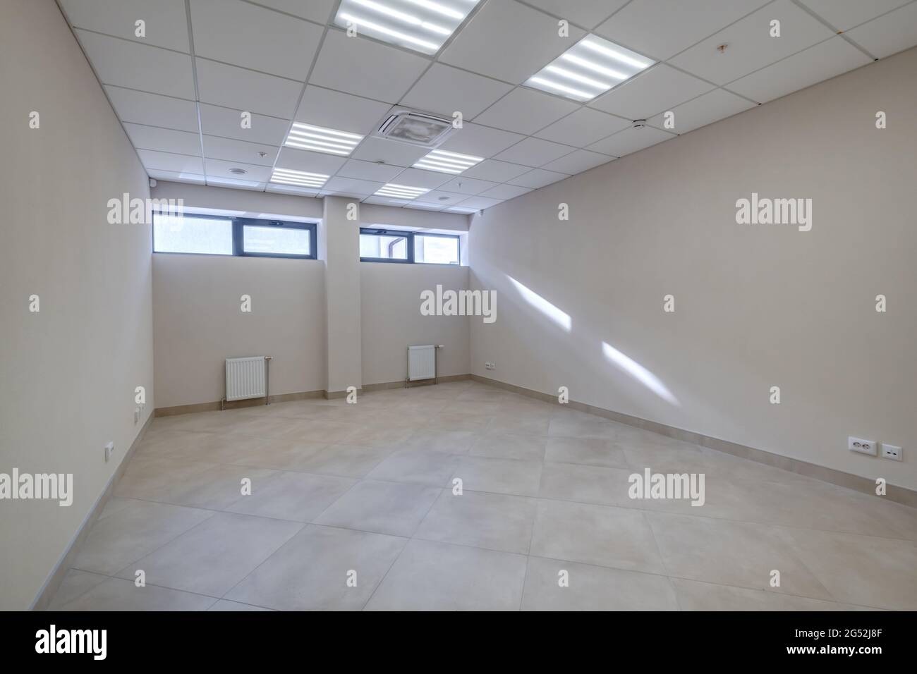 empty white room with repair and without furniture. room for office or ...