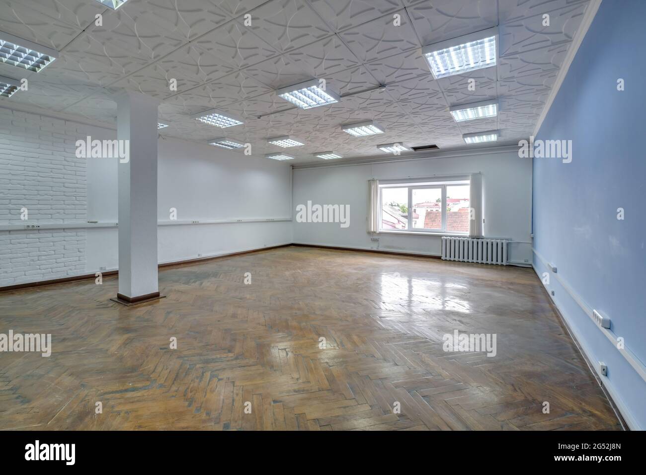 empty white room with repair and without furniture. room for office or ...