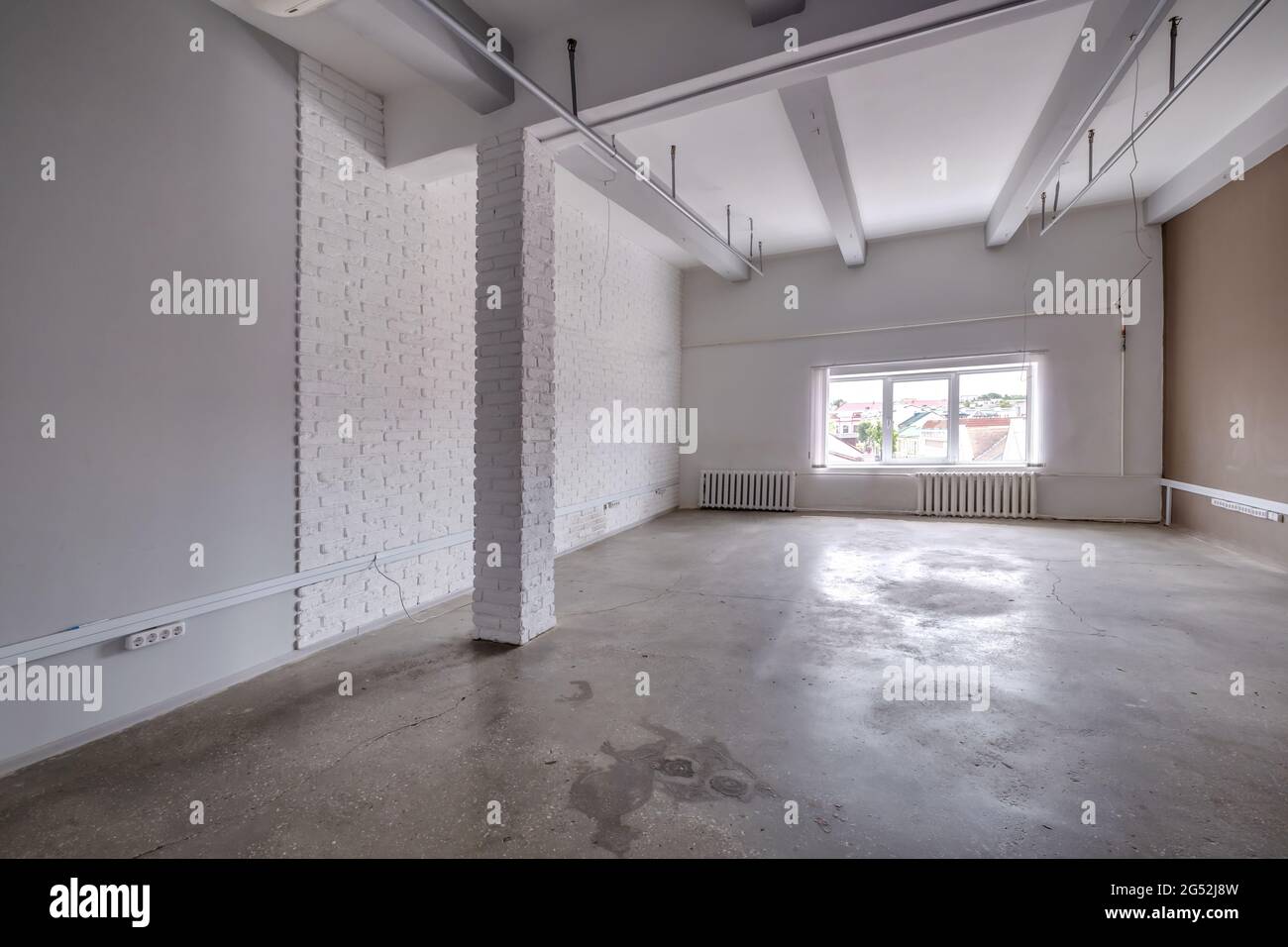 empty white room with repair and without furniture. room for office or ...