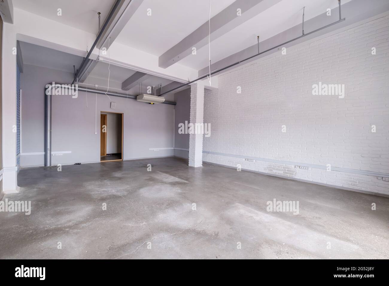 empty white room with repair and without furniture. room for office or ...