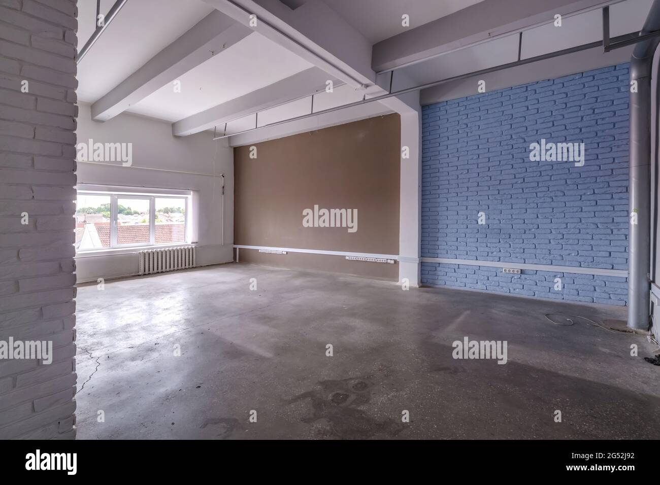empty white room with repair and without furniture. room for office or ...