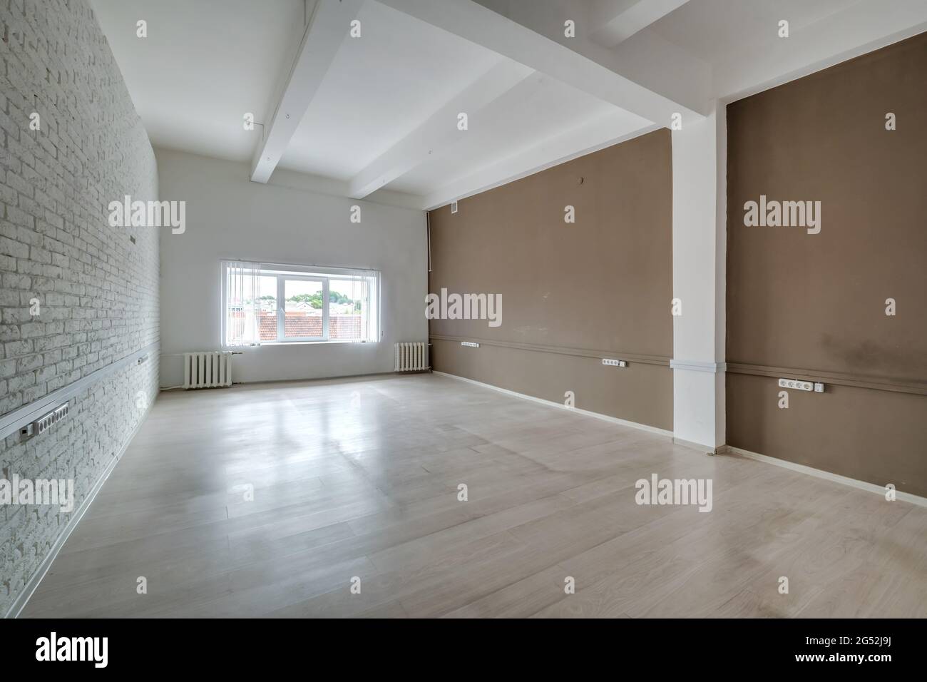 empty white room with repair and without furniture. room for office or ...