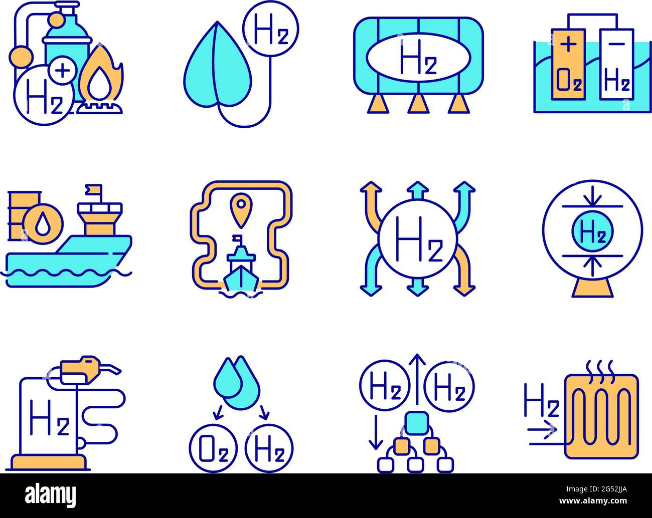 Hydrogen technologies RGB color icons set Stock Vector Image & Art - Alamy