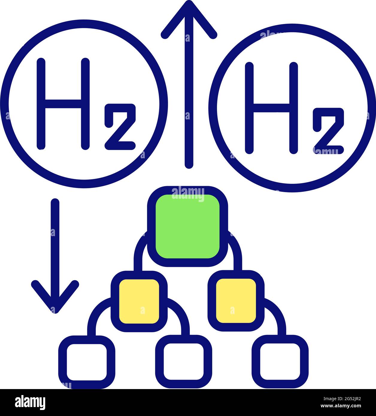 Converting microbial biomass to hydrogen RGB color icon Stock Vector ...