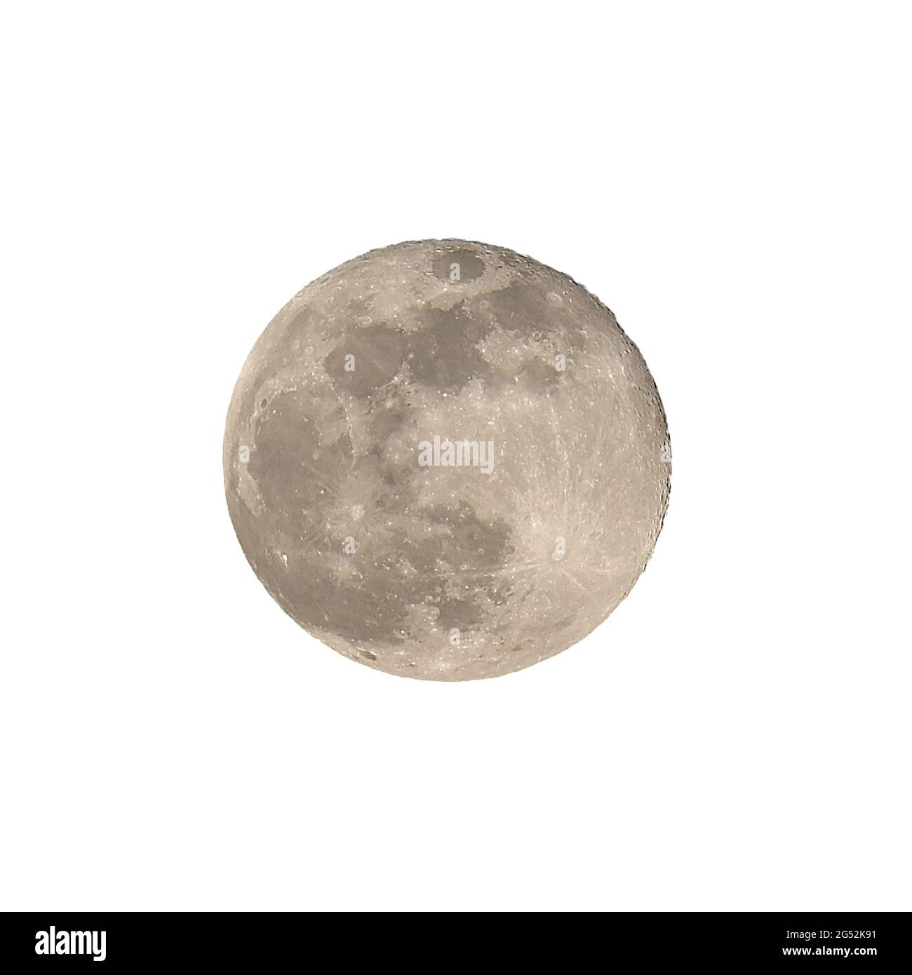 Beautiful full moon all in focus with clearly visible craters on white ...