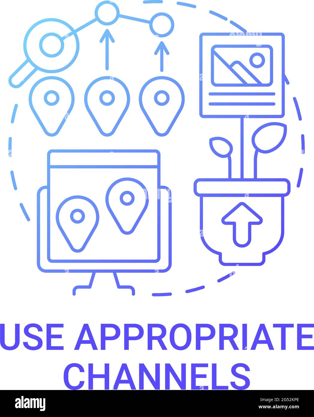 Use appropriate channels for content concept icon Stock Vector Image ...