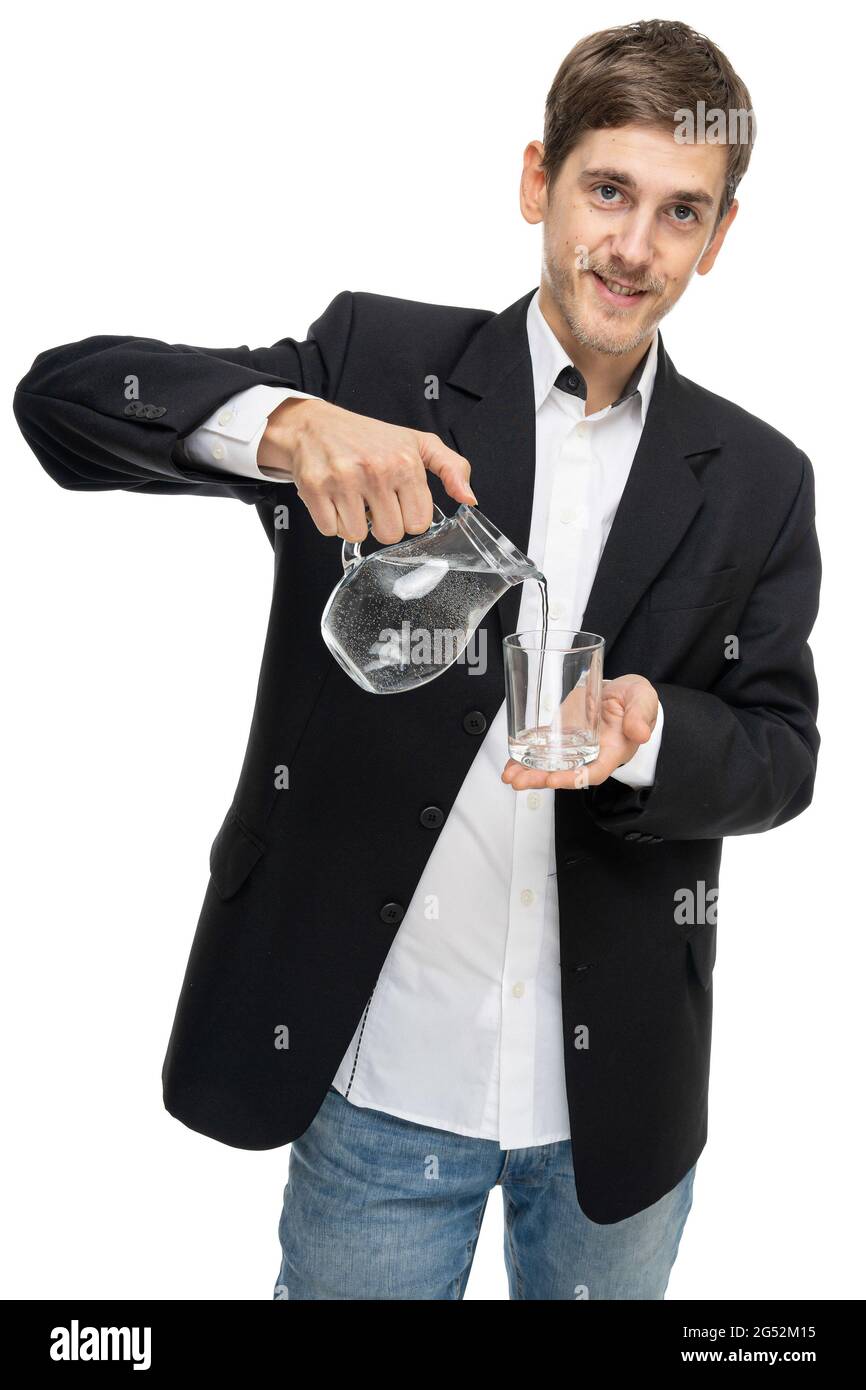 Man in suit pouring champagne hi-res stock photography and images - Alamy