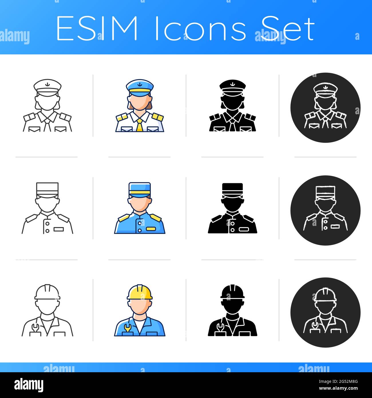 Ship staff icons set Stock Vector Image & Art - Alamy