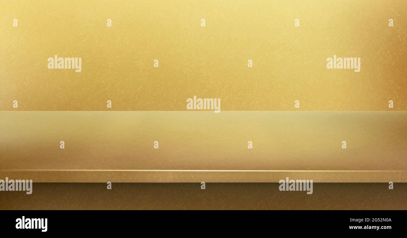 Metal gold table top, yellow background - Vector illustration Stock ...