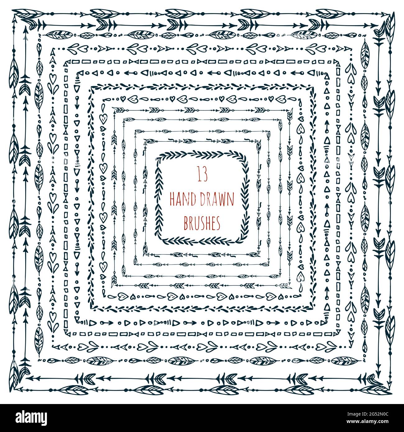 Set of Hand Drawn Ornamental Monogram Frames. Decorative Vector Floral ...