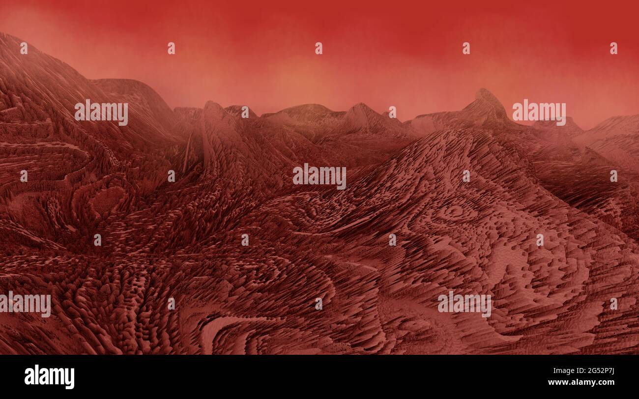 Mars landscape, science fiction illustration Stock Photo - Alamy