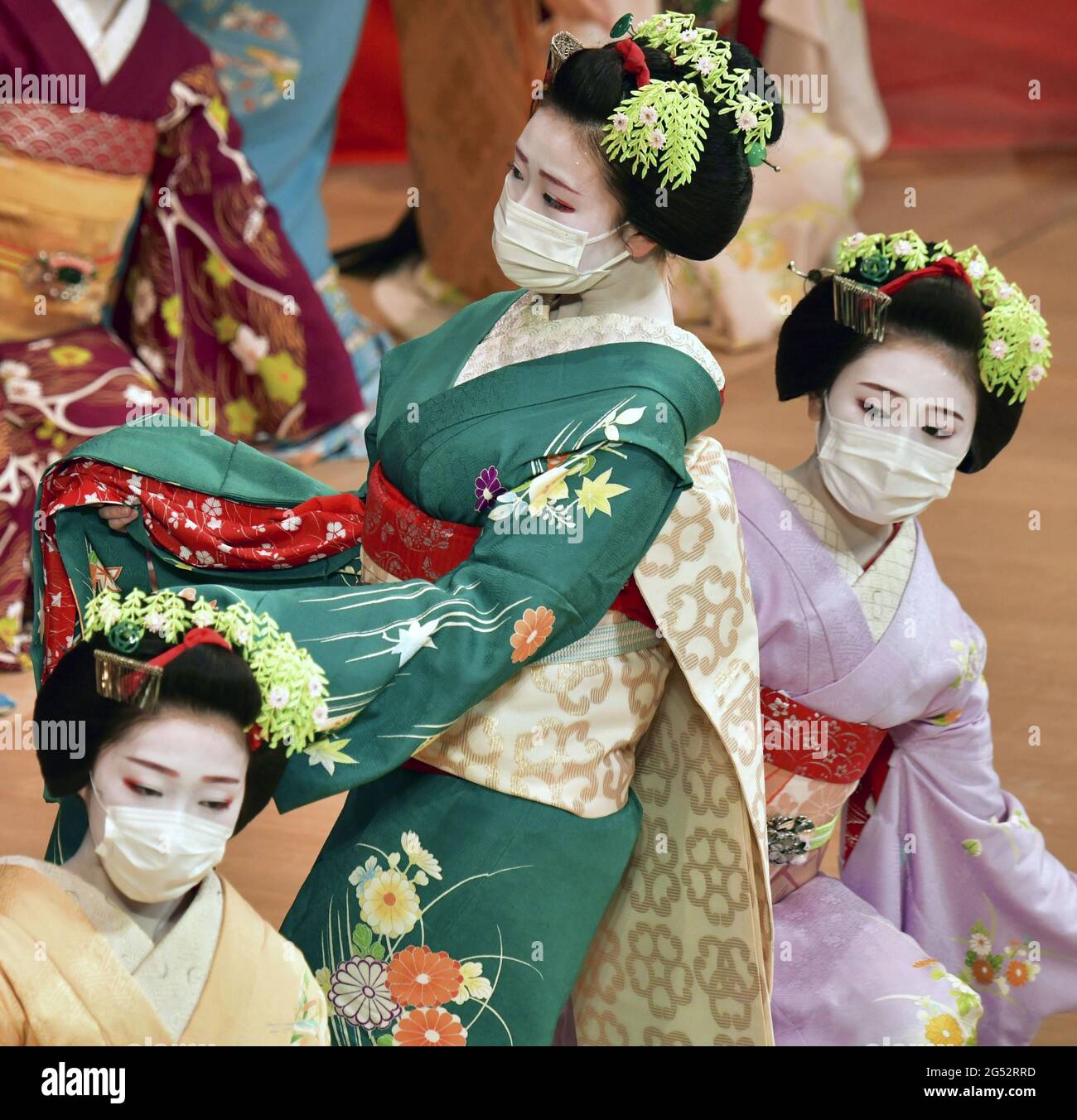 Kyoto, Japan. June 25 2021: Apprentice "maiko" from Kyoto's five geisha ...