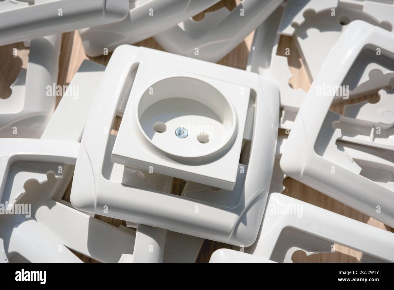 European power socket and the batch of socket frames Stock Photo - Alamy