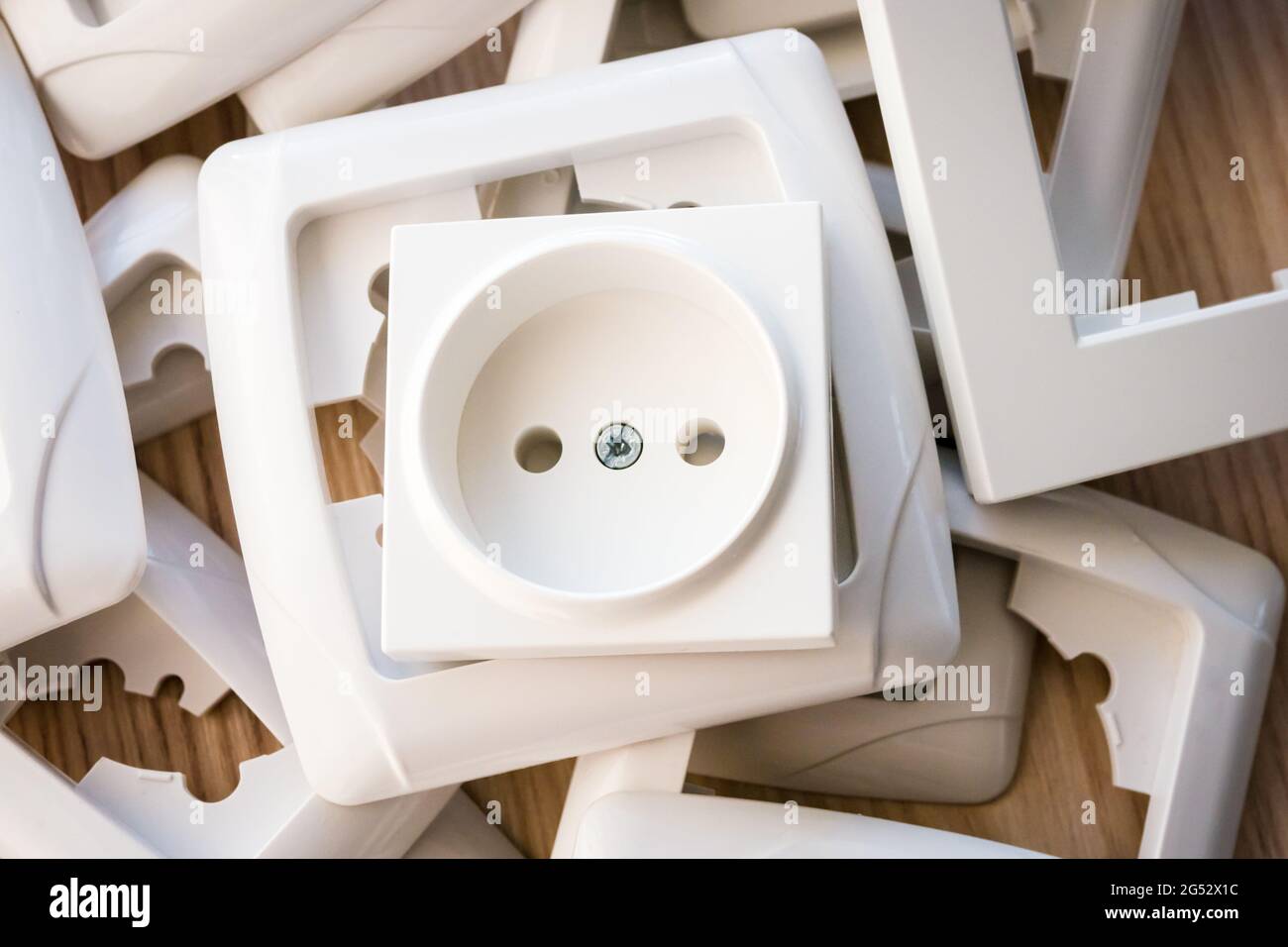 European power socket and the stack of socket frame Stock Photo - Alamy