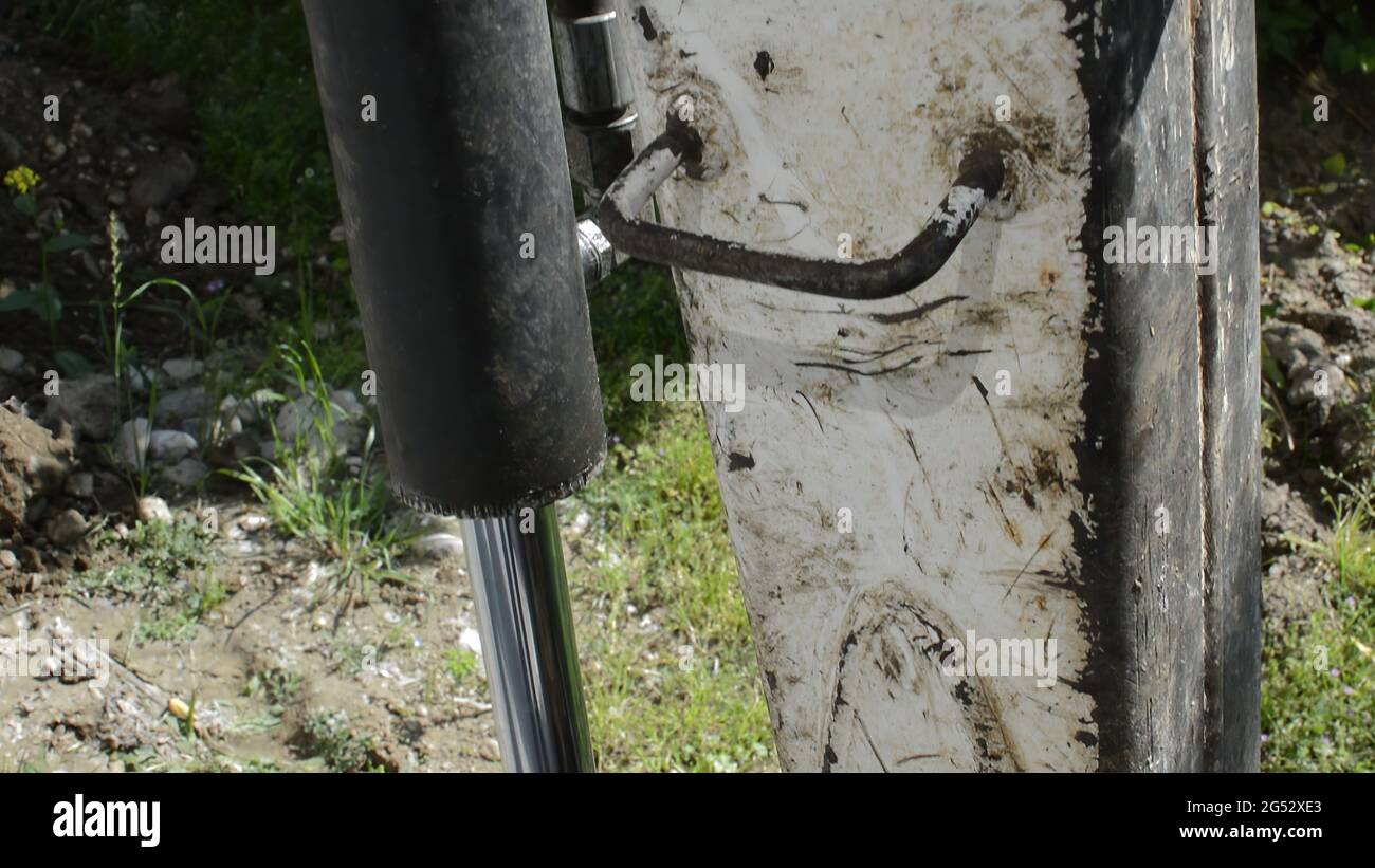 3d illustration - Buldozer Arm closeup from below to top Stock Photo ...