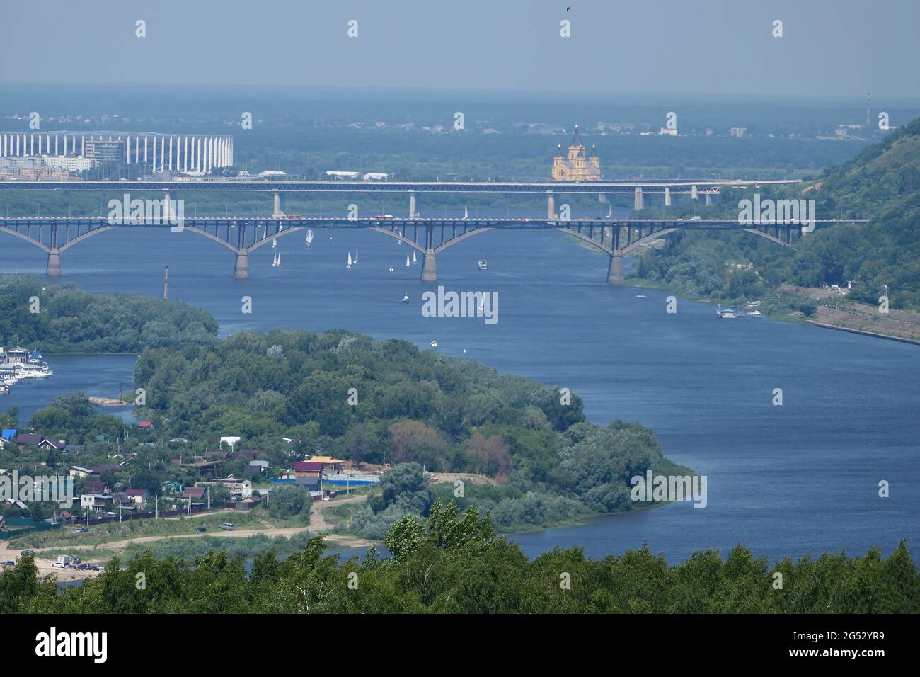 Nice view of the navigable river. Sailing yachts go along the river ...