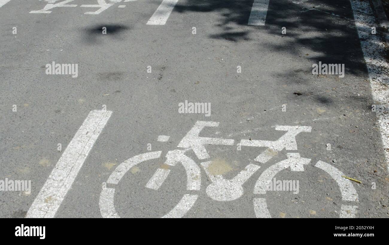 3d illustration - Marked Bicycle Path, Bicycle Sign On The Biking ...