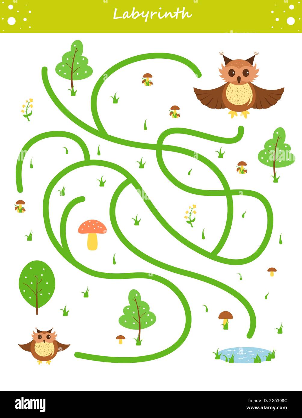 Maze. Find the right path for owl. Game for kids. Puzzle for children ...