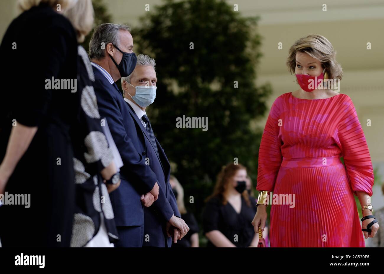 Queen Mathilde of Belgium pictured during a ceremony to award the Queen ...