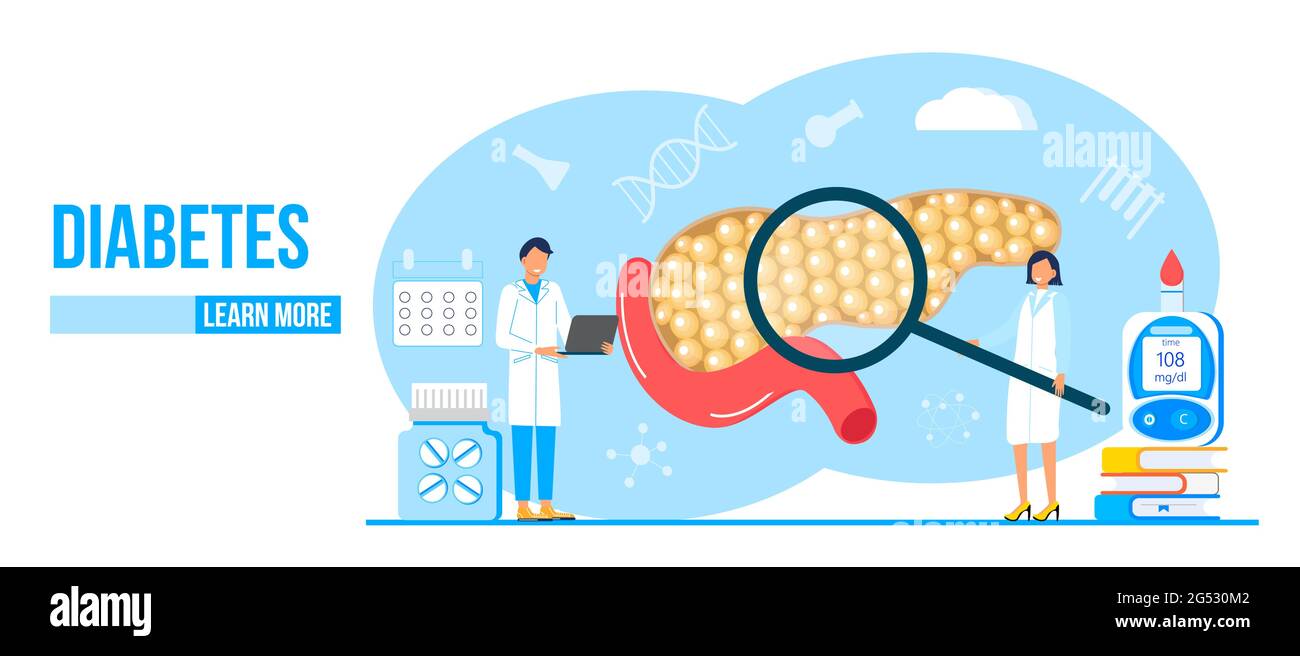 Diabetes mellitus, type 2 diabetes and insulin production concept ...