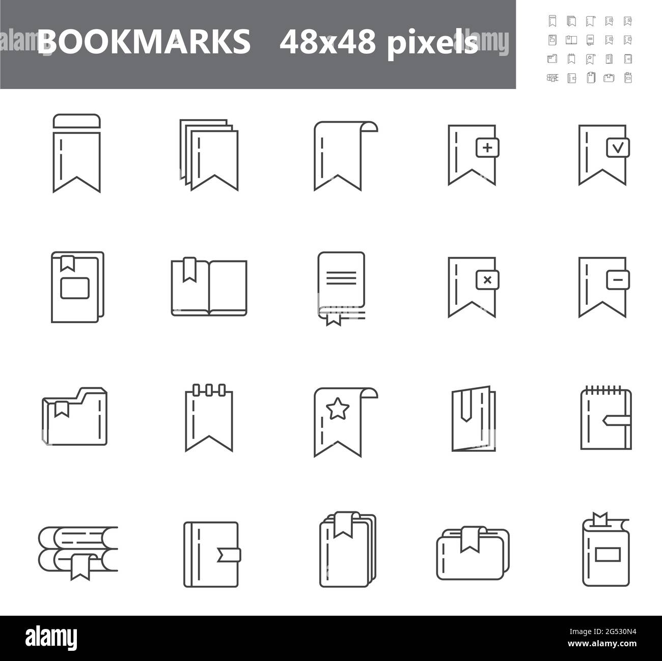 Bookmark tag, label icon vector set in outline style. Bookmark line ...